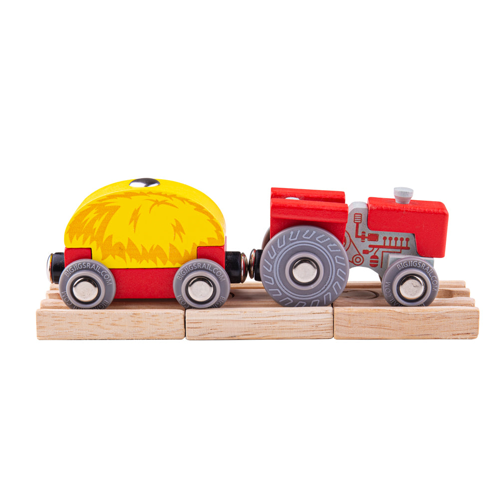 Red Tractor & Wagon Toy Train | Wooden Railway | Bigjigs Rail ...