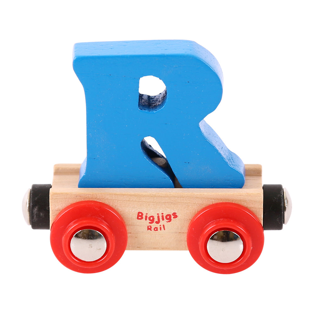 Personalised Wood Rail Name Letters & Numbers | Blue Letter R | Bigjigs ...